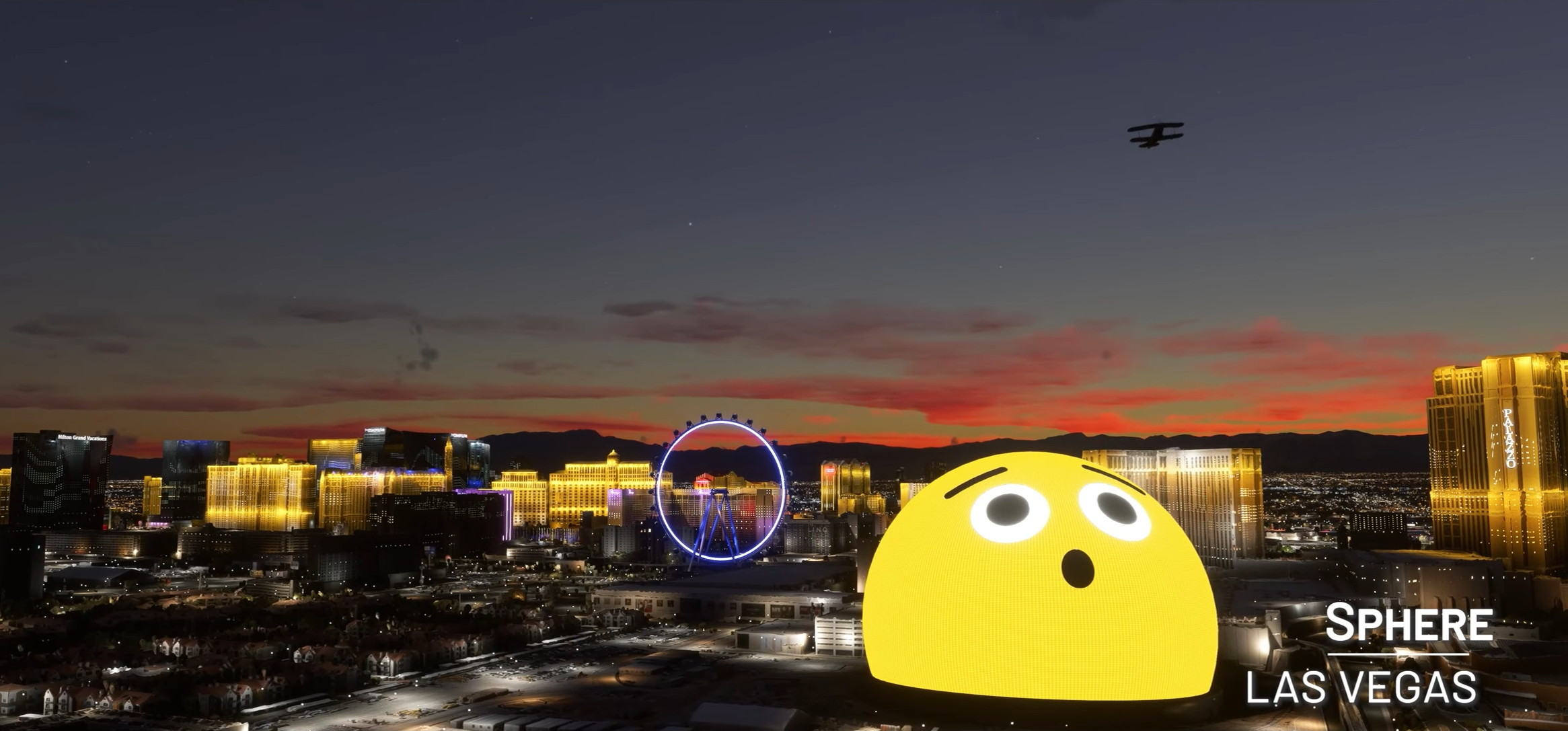 Flyg runt Las Vegas Sphere i Microsoft Flight Simulator