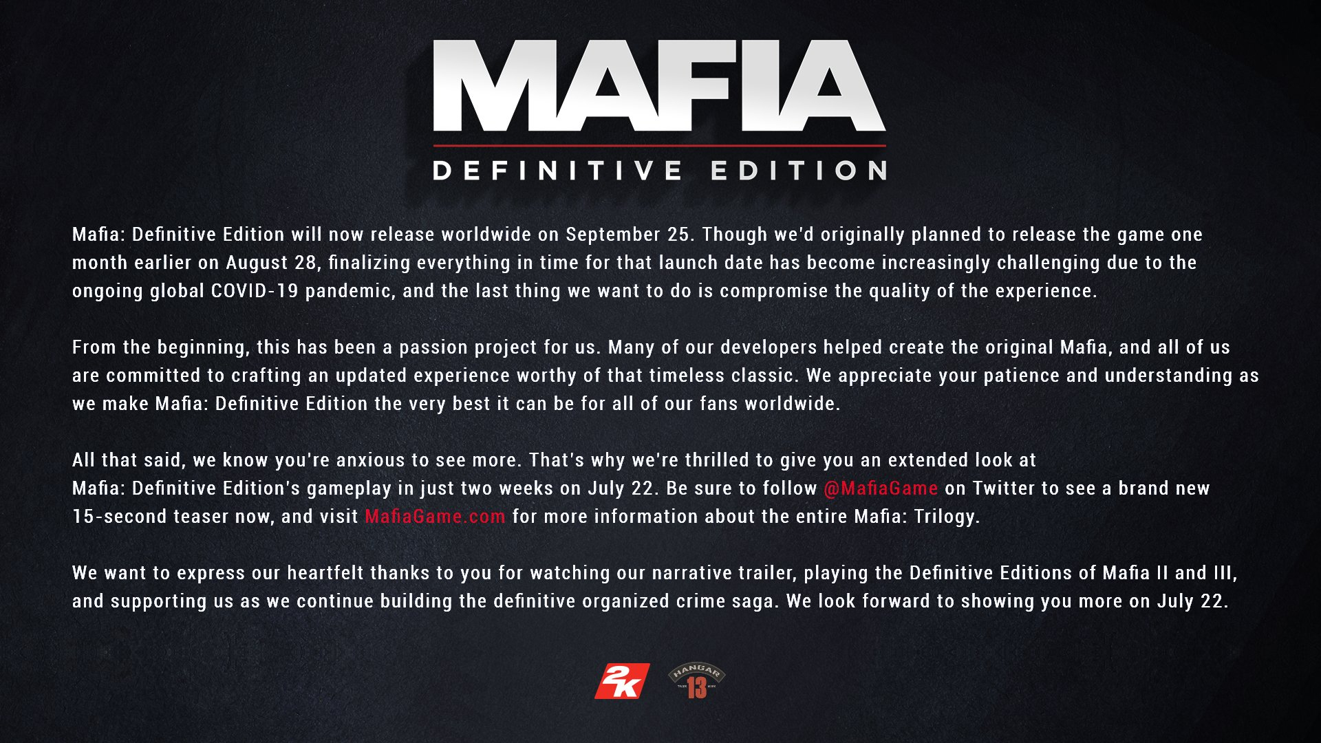 Mafia: Definitive Edition försenat till september