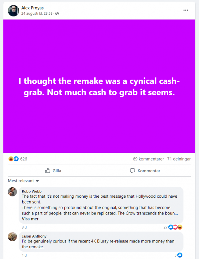 The Crow-rebooten är nu årets största flopp - The Crow (2024) - Gamereactor