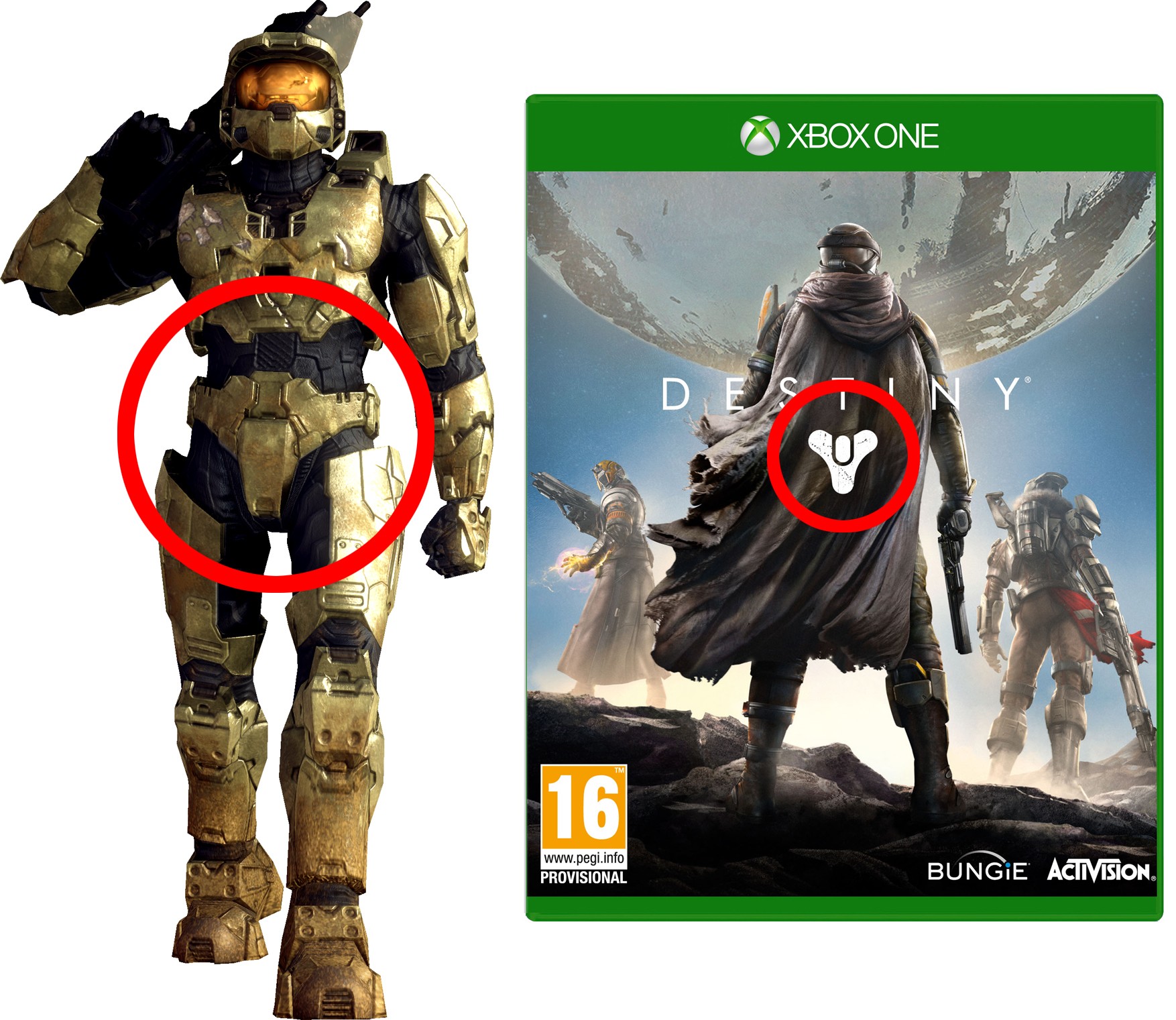 Destiny-loggan går att hitta i skrevet på Master Chief