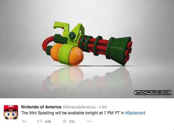 Mini Splatling Gun finns ute nu till Splatoon
