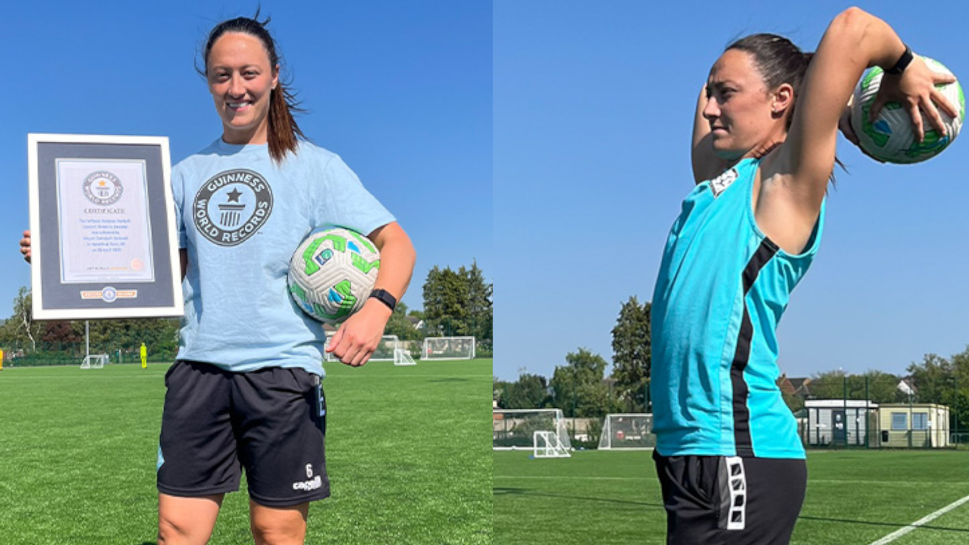 Megan Campbell slår världsrekord för längsta inkast kvinnlig fotboll ...